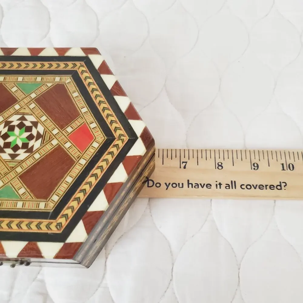 Unbranded | Accents | Vintage Spanish Marquetry Trinket Box Hexagon ...